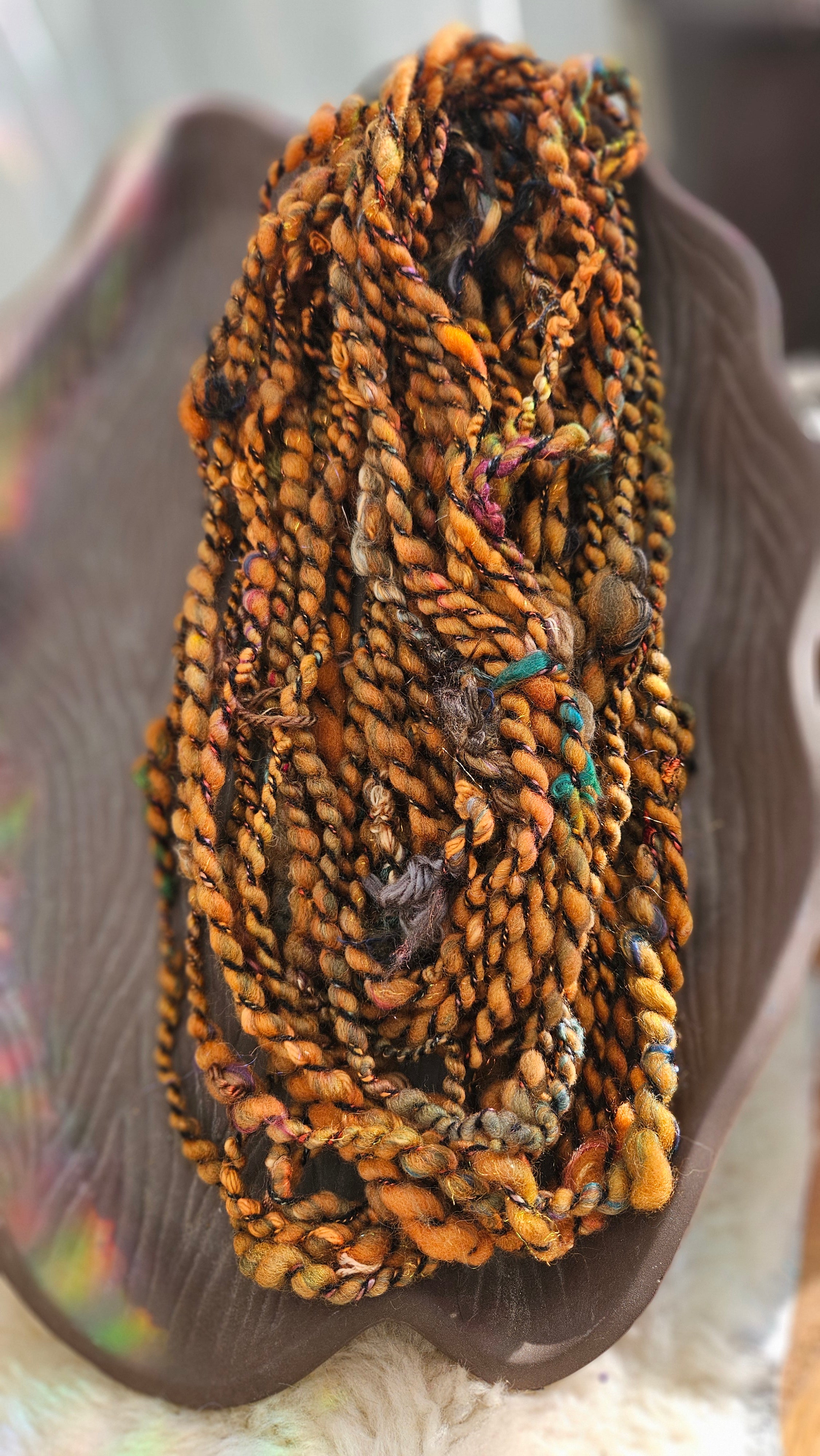 ASH + APRICOT - Bulky Handspun Art Yarn XL Skein - 24 yards | 2 ounces ...